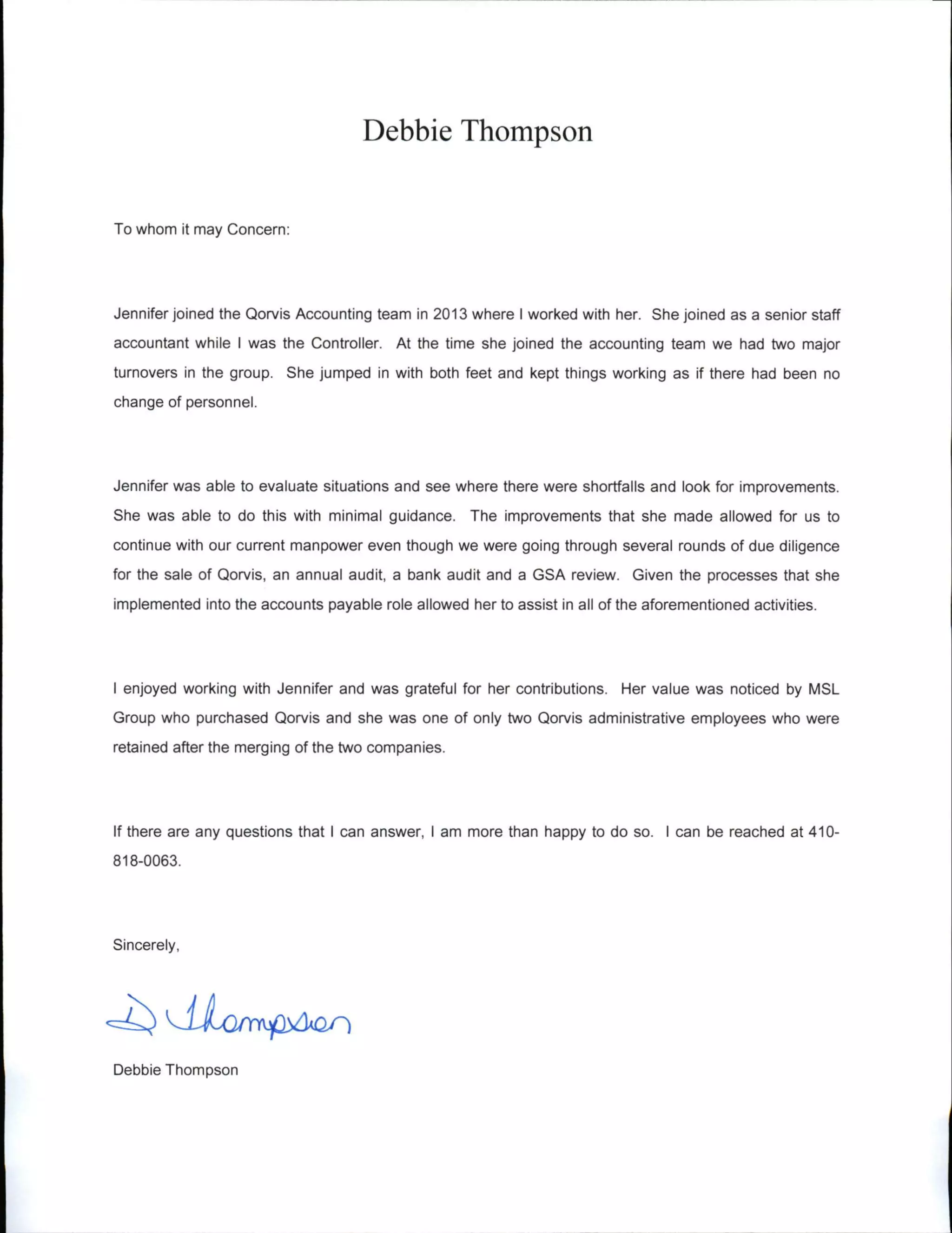 Debbie Rec letter | PDF