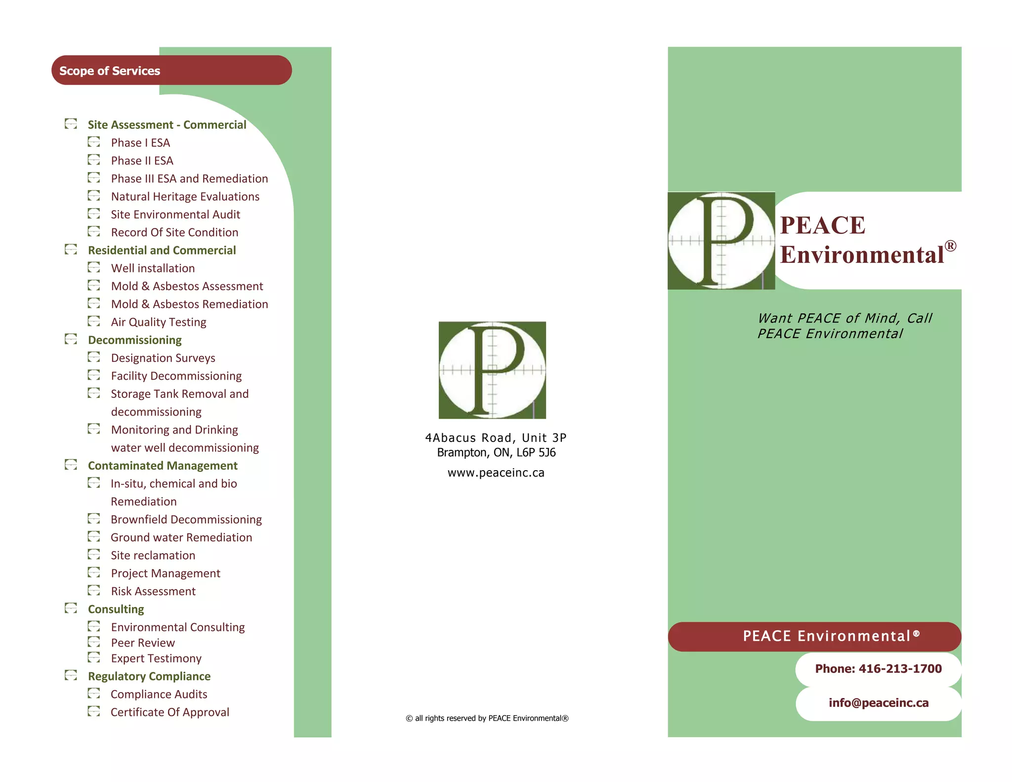 PEACE Information Leaflet - 2 fold | PPT