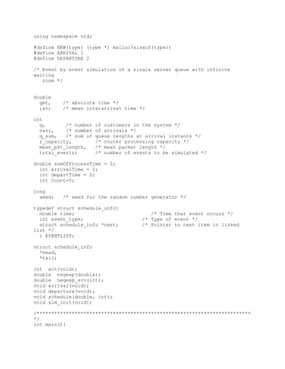 Router Queue Simulation in C++ in MMNN and MM1 conditions | PDF
