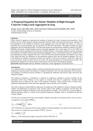 A Proposed Equation for Elastic Modulus of High-Strength Concrete Using ...
