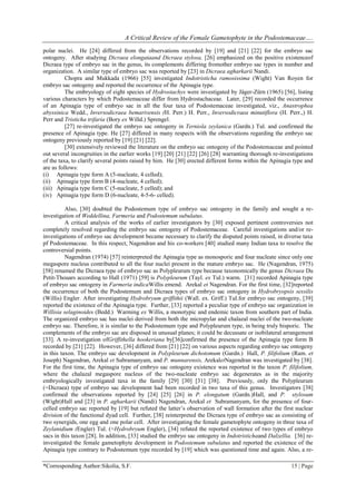A Critical Review of the Female Gametophyte in the Podostemaceae - Past ...