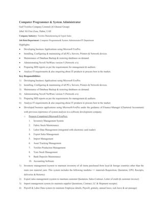 Computer Programmer | PDF | IT and Internet Support | Internet