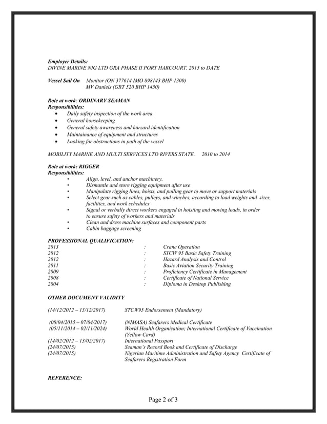 LUKE SEAFARER RESUME | PDF