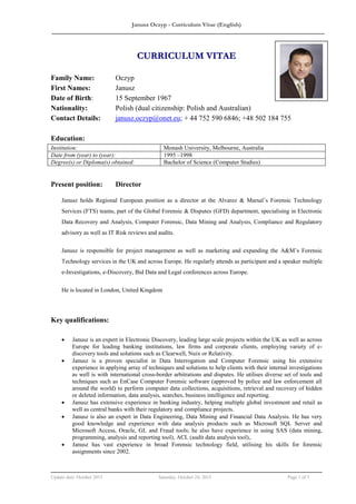 Janusz Oczyp CV ENG Oct 2015 | PDF