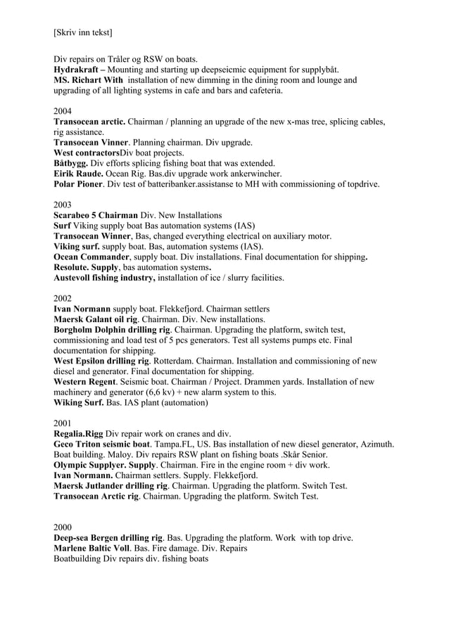 CV - Senior Commissioning Ingeniør Elektro - Kjell Roger Berge - mars ...