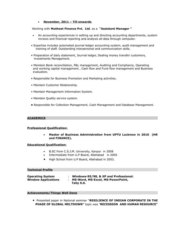 Resume[1](1) | ODT | Business Accounting & Finance | Business