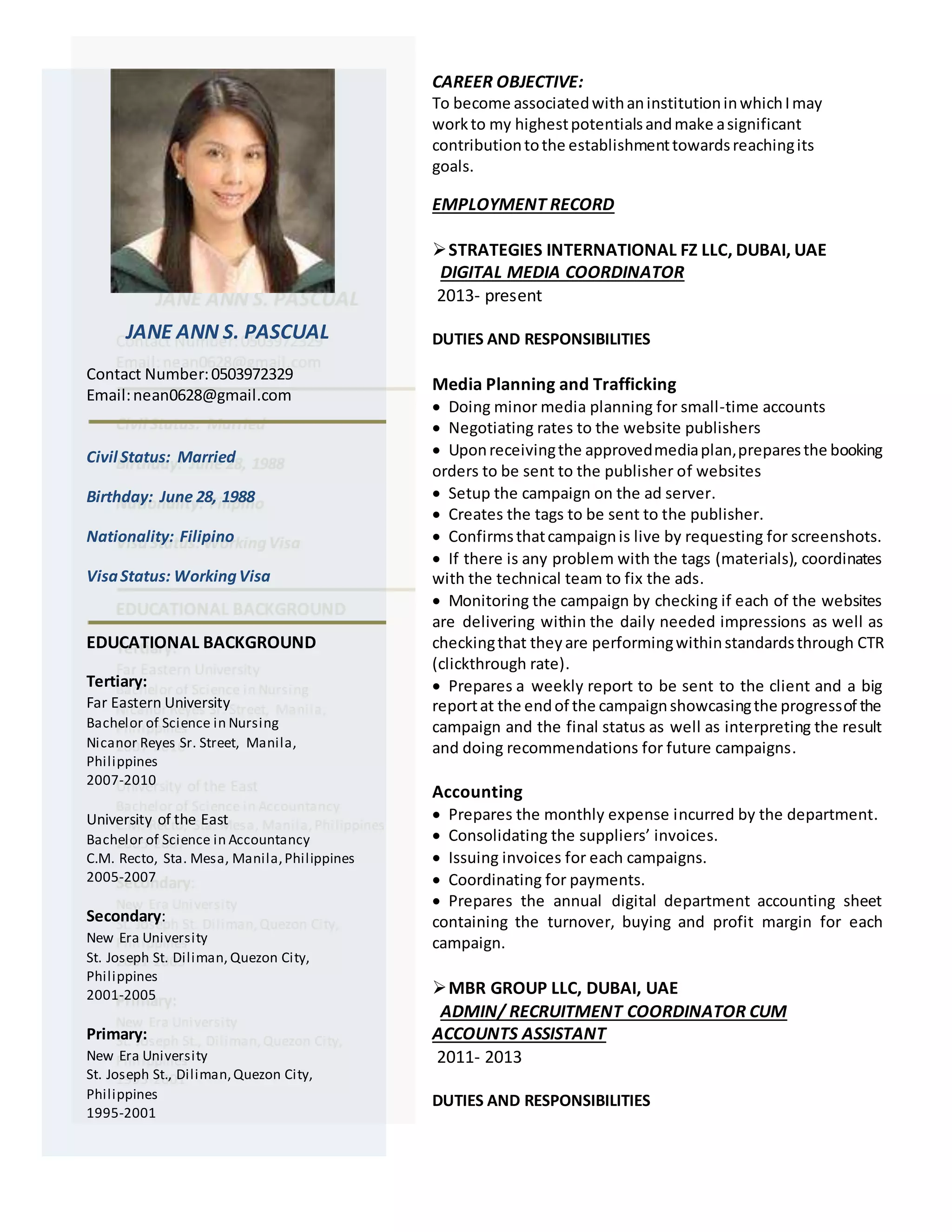 JANE ANN PASCUAL CV | PDF