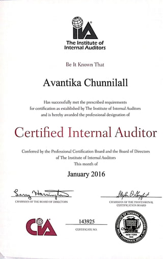 CIA Certificate | PDF