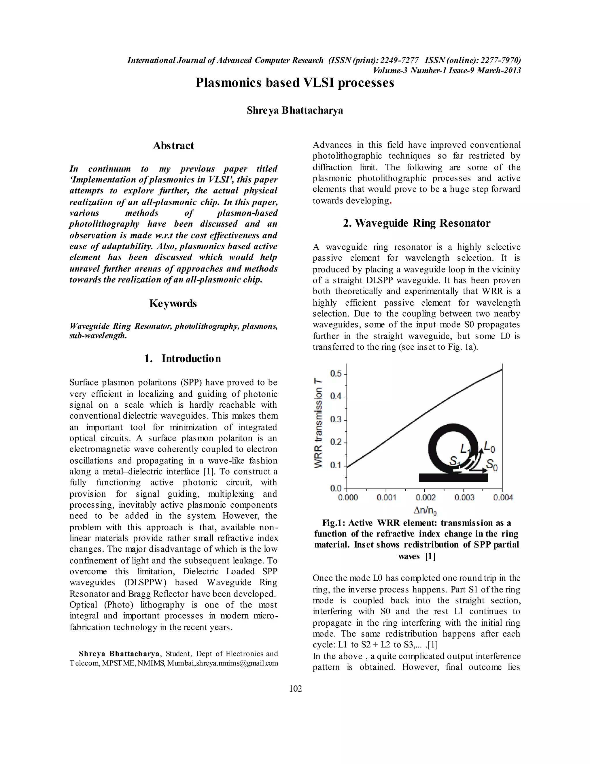 Plasmonics based VLSI Processes | PDF