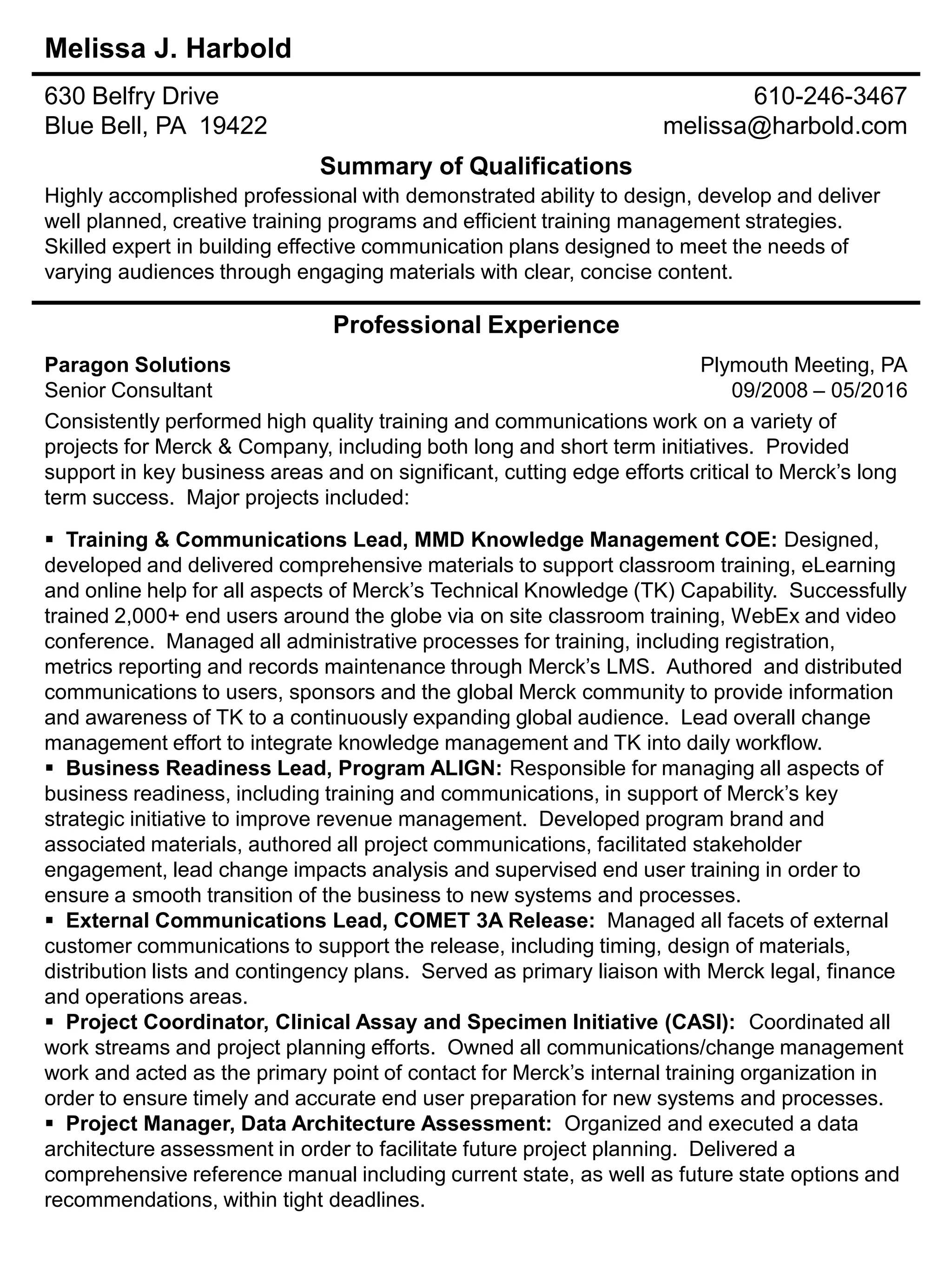 Melissa Harbold 2016 Resume | PDF