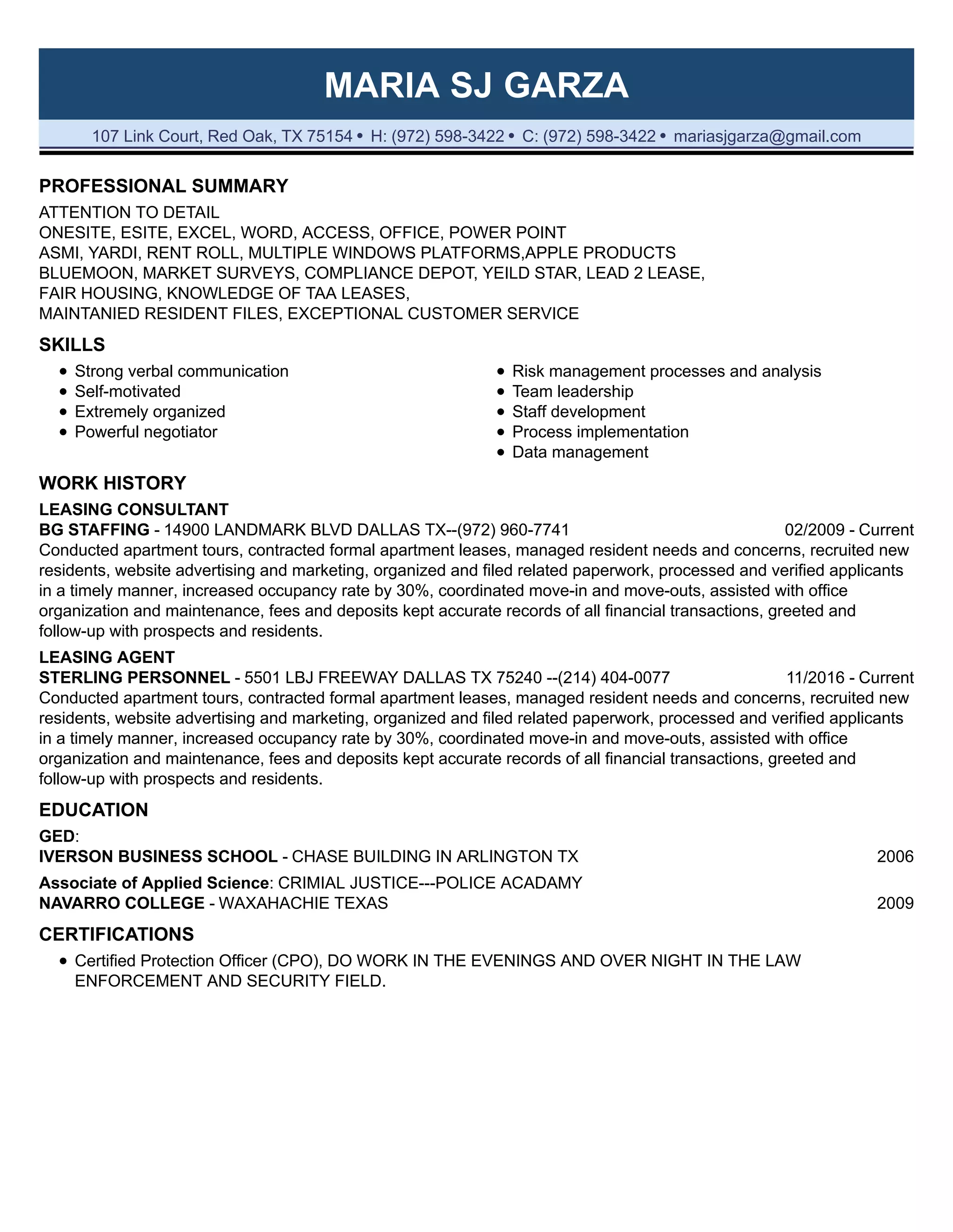 MARIA GARZA'S RESUME | PDF