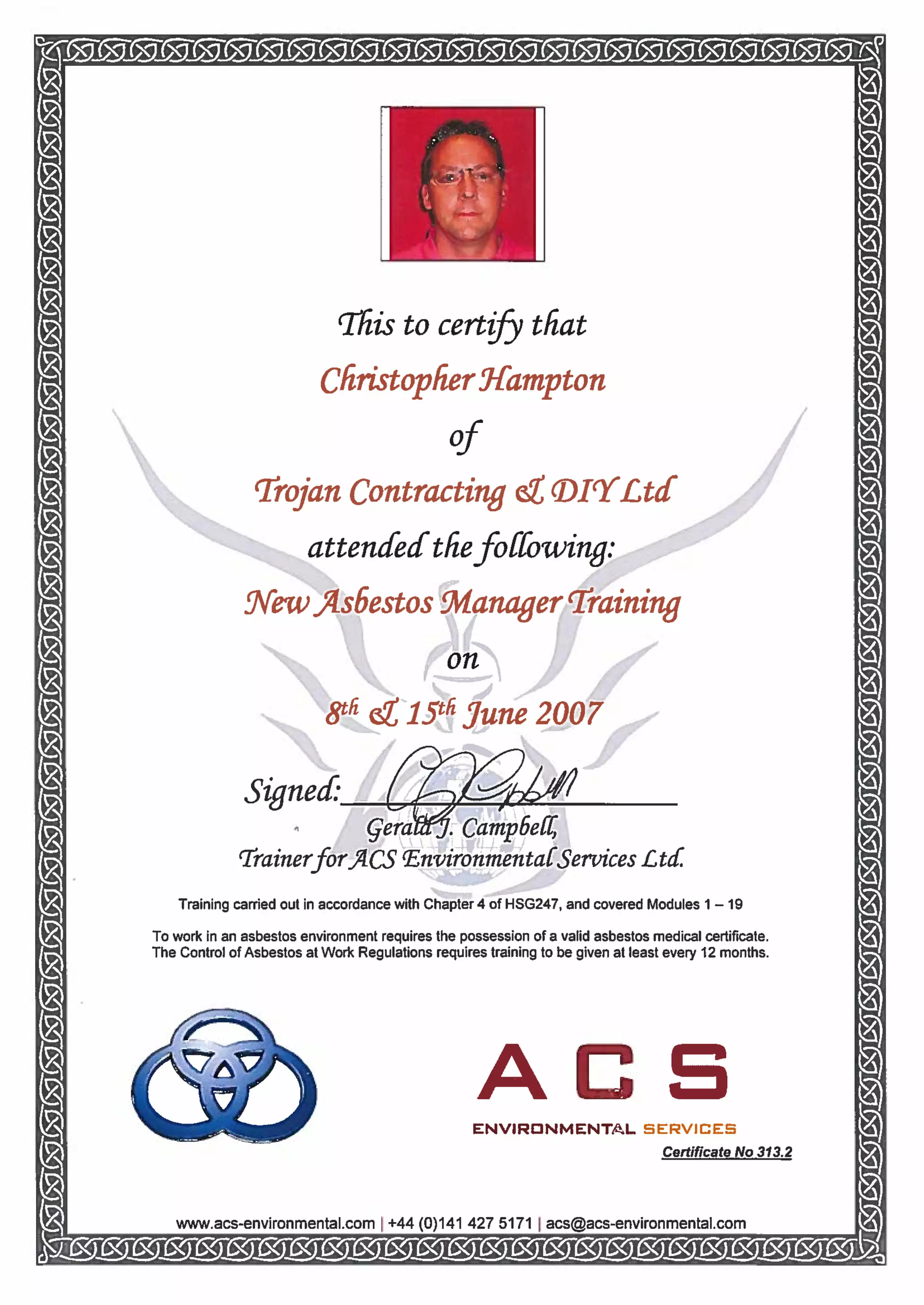 Asbestos Manager Certificate | PDF