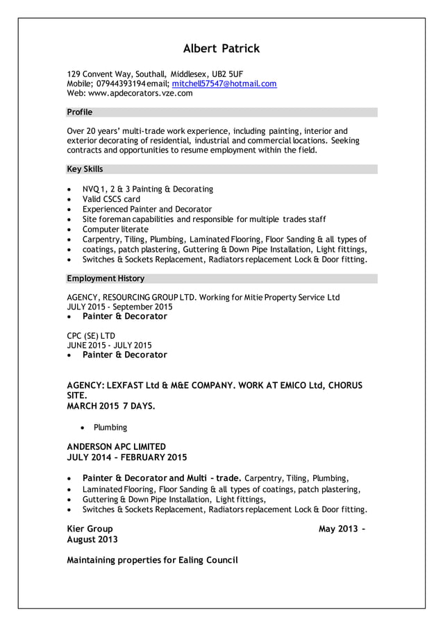 Albert Mitchell 2015 CV copy (1) | PDF