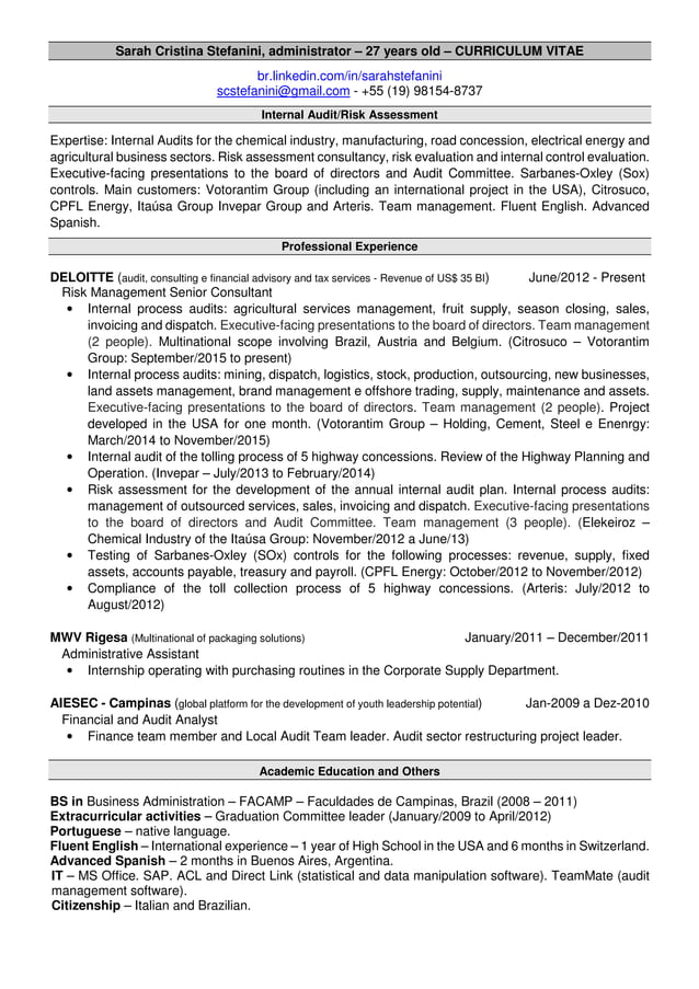 CV Sarah Stefanini - English | PDF