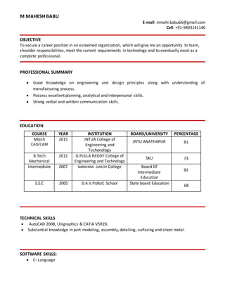 MAHESH RESUME | DOCX | Science