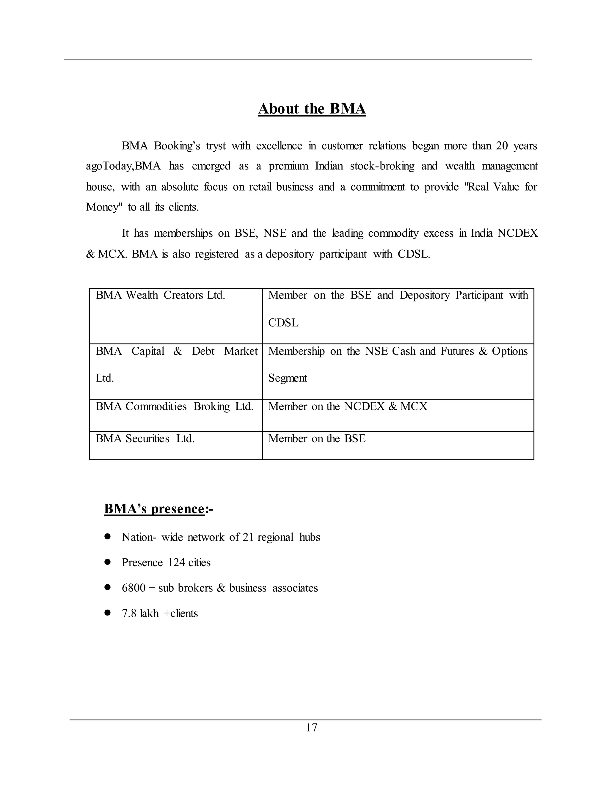 BMA wealth creators final project | DOCX
