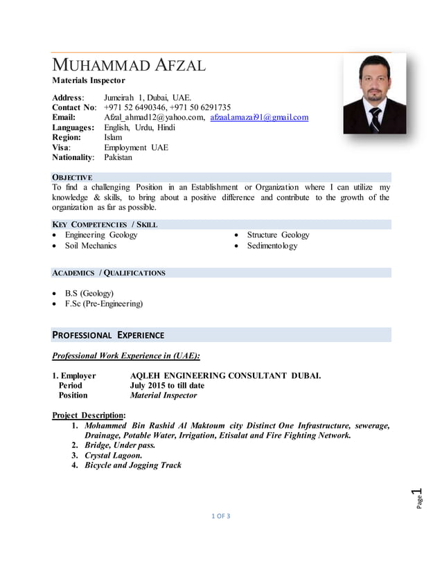 AFZAL CV update | DOCX | Civil Engineering Industry | Industries