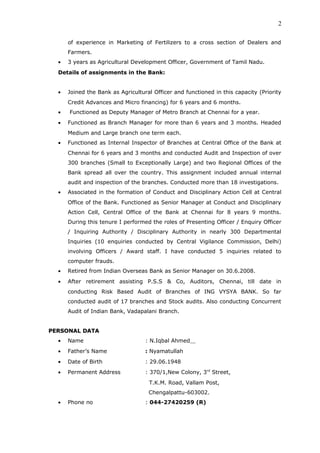 NIA_Bio_and_cover (1) | DOC | Business Banking & Finance | Business