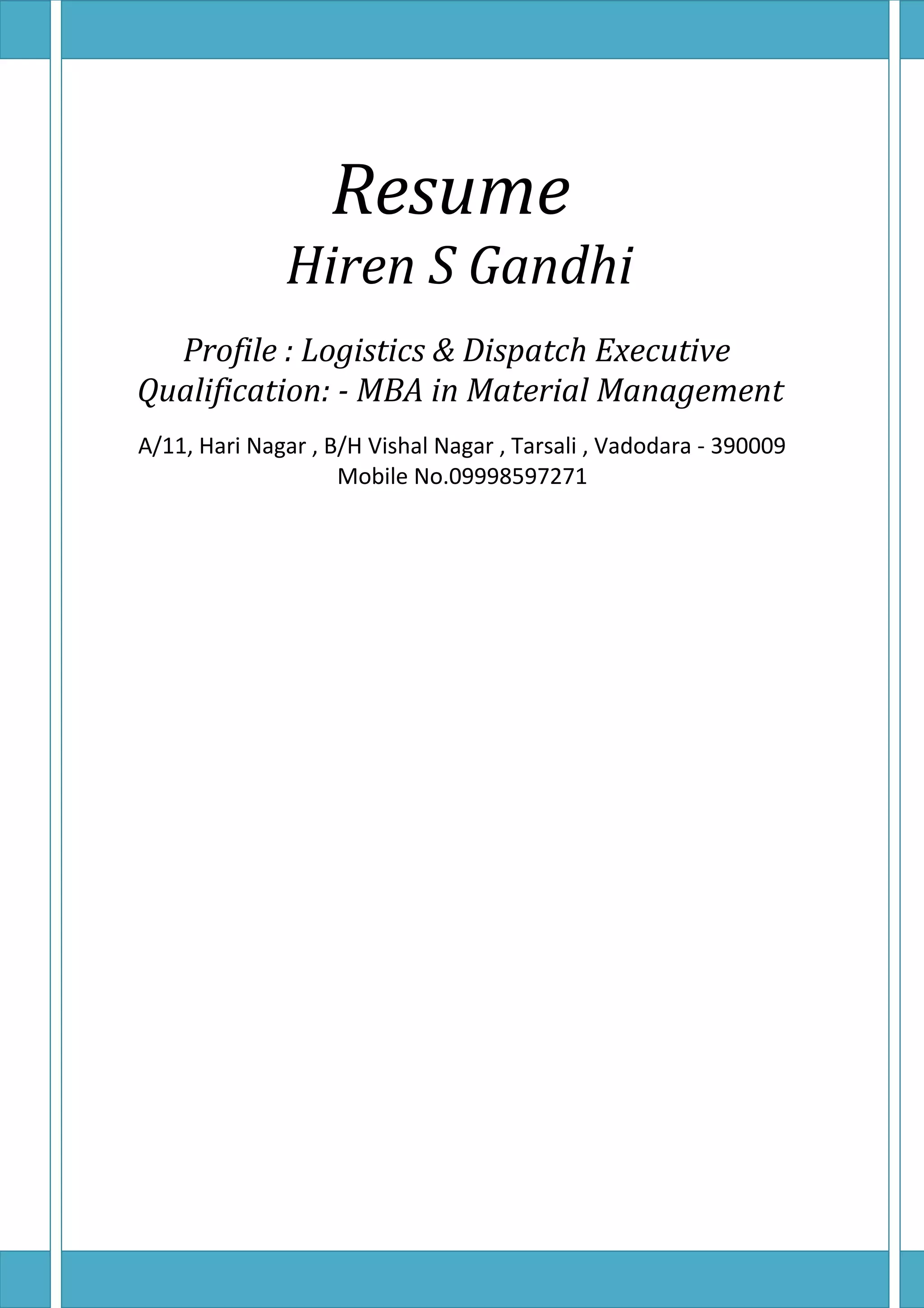 Hiren Resume | PDF