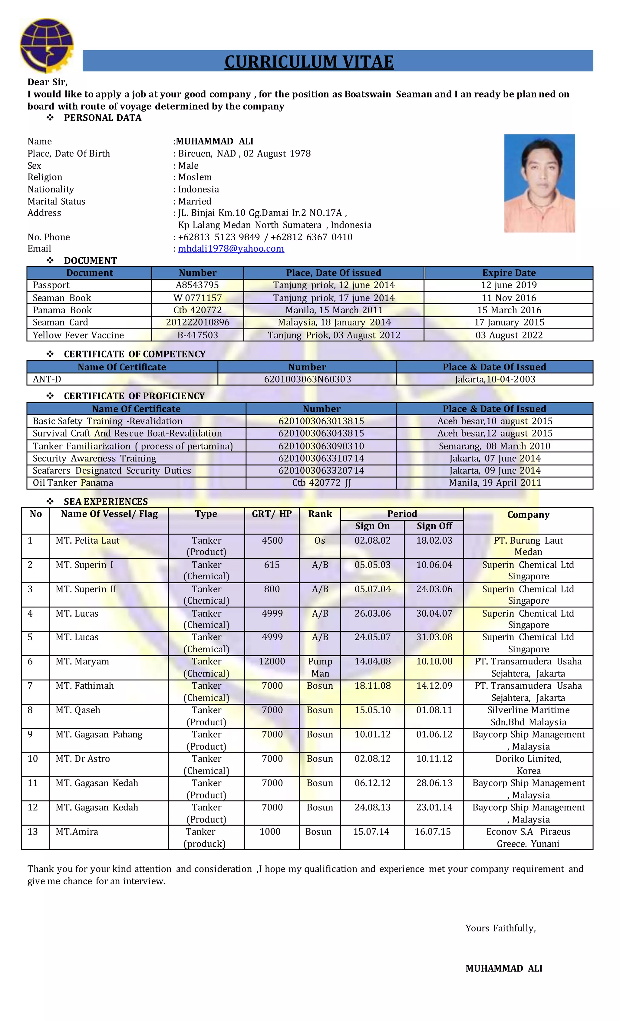 RESUME FOR TANKER ORIGINAL | DOCX