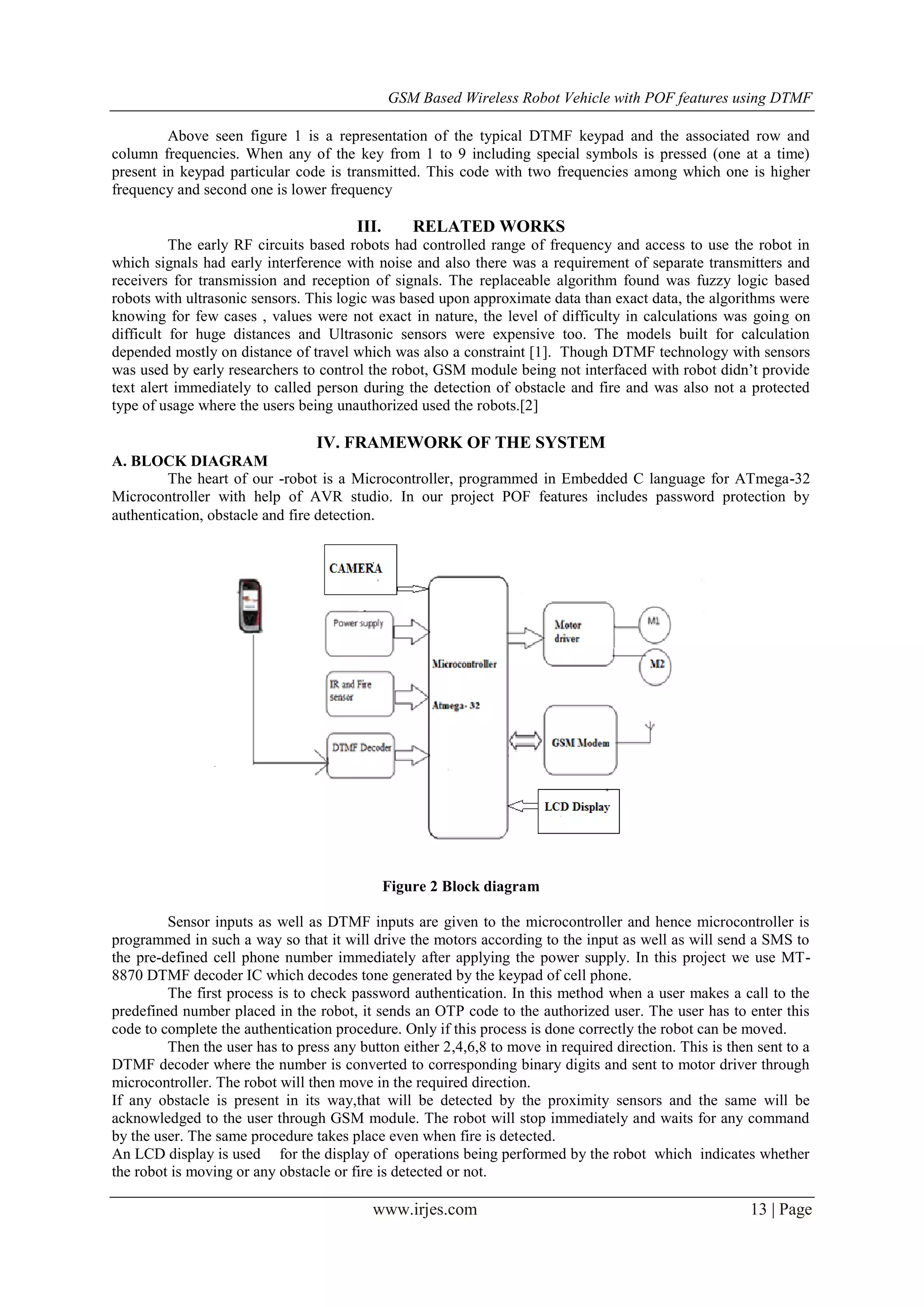 GSM Based Wireless Robot Vehicle with POF features using DTMF | PDF ...