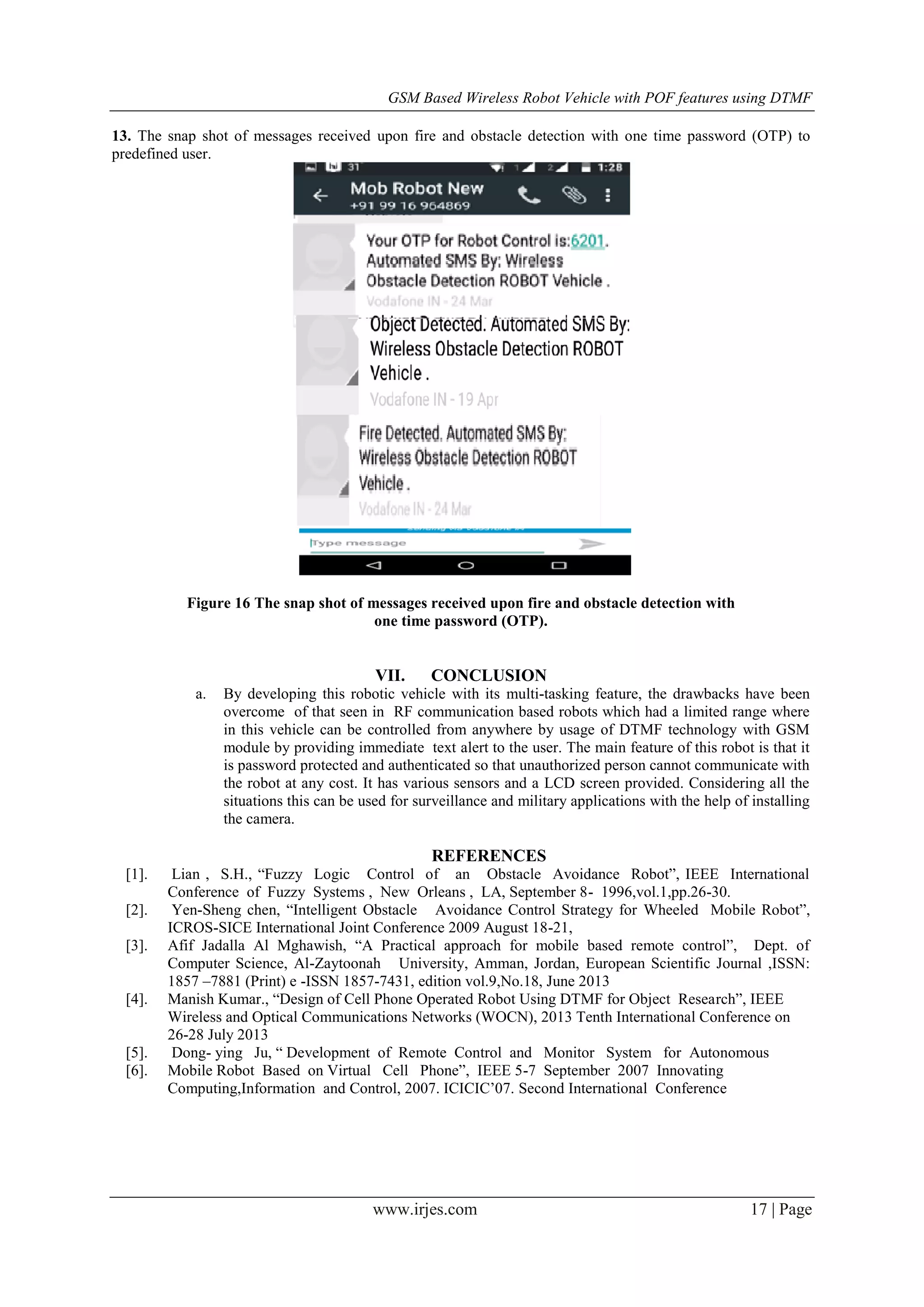 GSM Based Wireless Robot Vehicle with POF features using DTMF | PDF ...