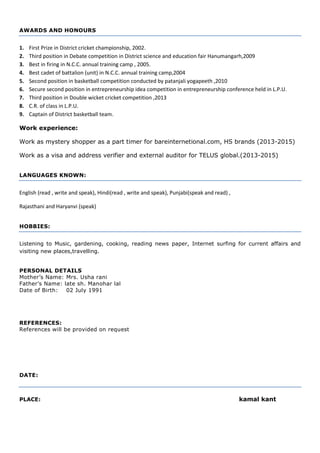 kamal kant CV resume | PDF