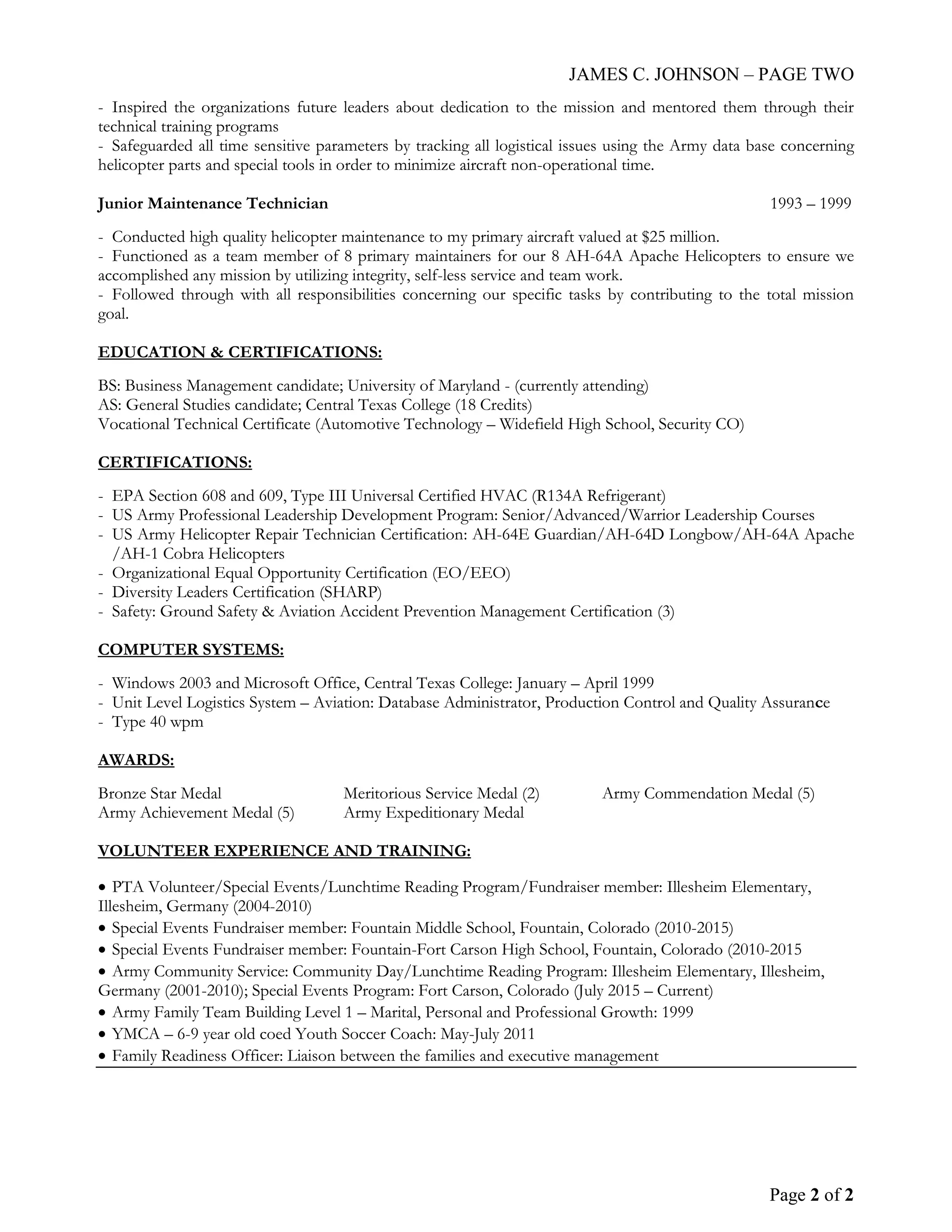 James C. Johnson - Master Summary Resume | PDF