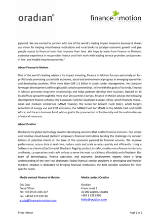 Oradian_FinanceInMotion_PressRelease | PDF