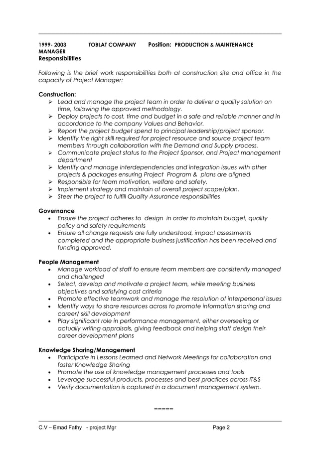 CV - Emad Fathi PM | PDF