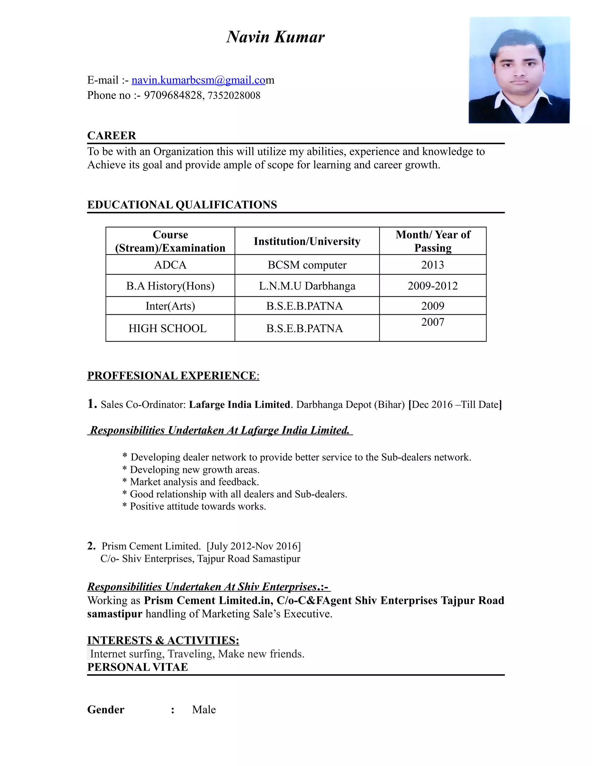 NAVIN CV NEW 2017 | DOC