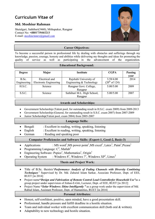 CV_Moshiur | PDF | Computer Software and Applications | Computing