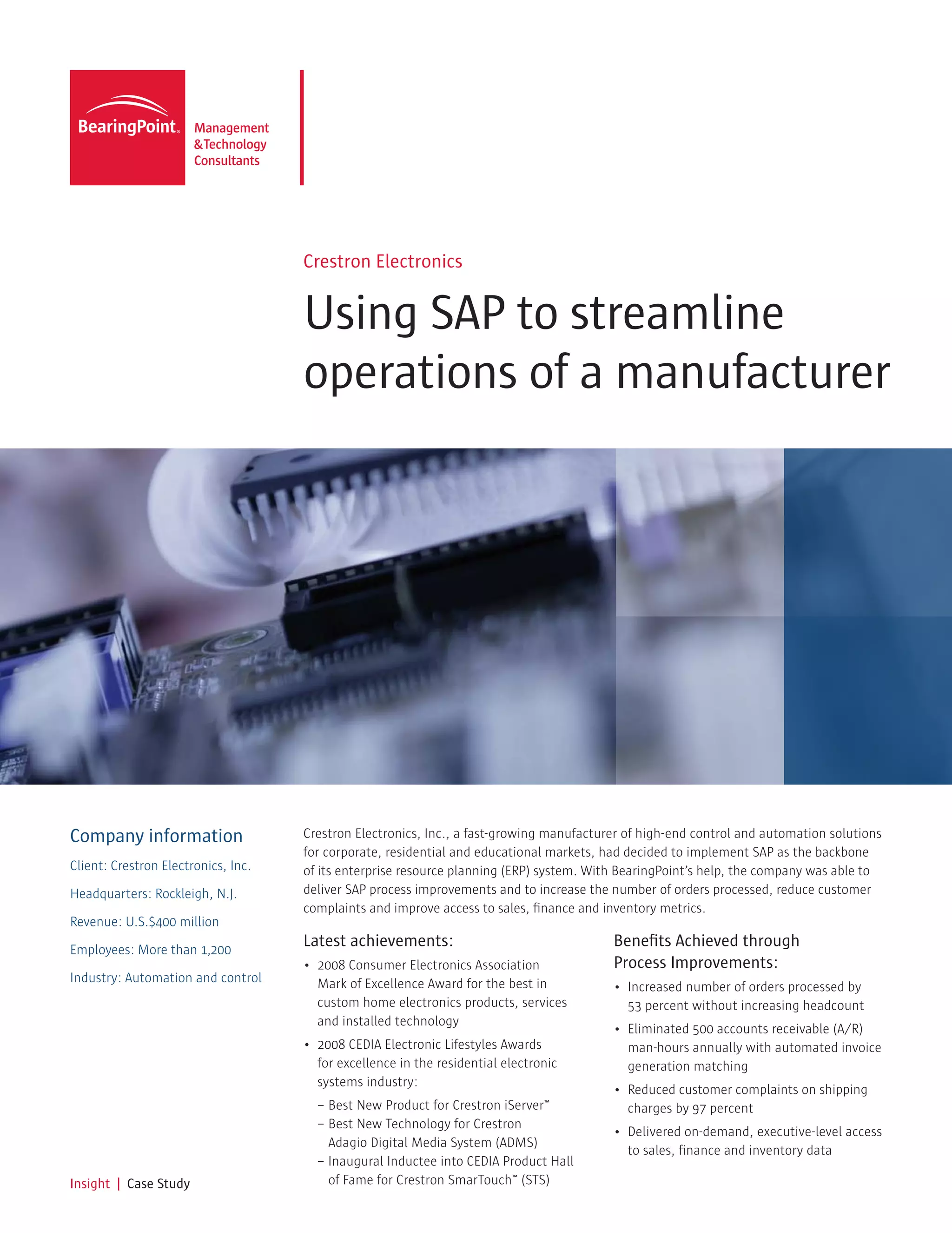 Case Study: Using SAP to Streamline Operations of a Manufacturer | PDF