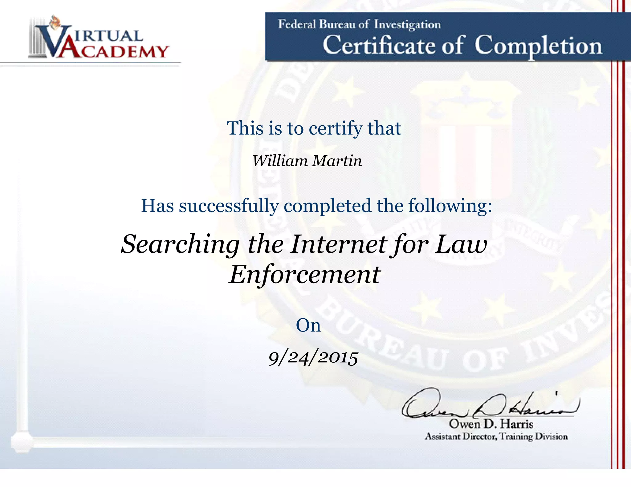 Certificate_FBI_Searching the Internet | PDF