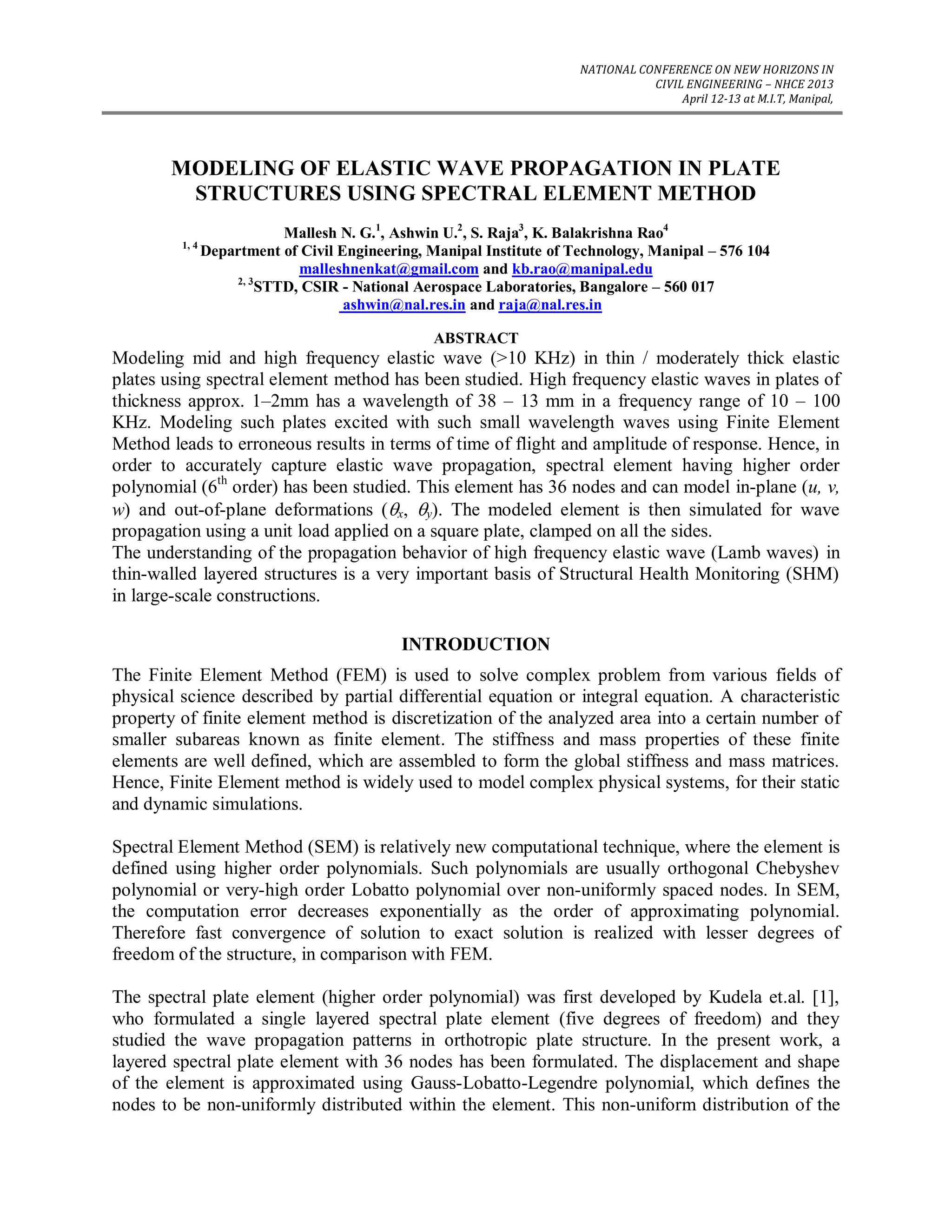 SPECTRAL FINITE ELEMENTAL METHOD-SHM | PDF