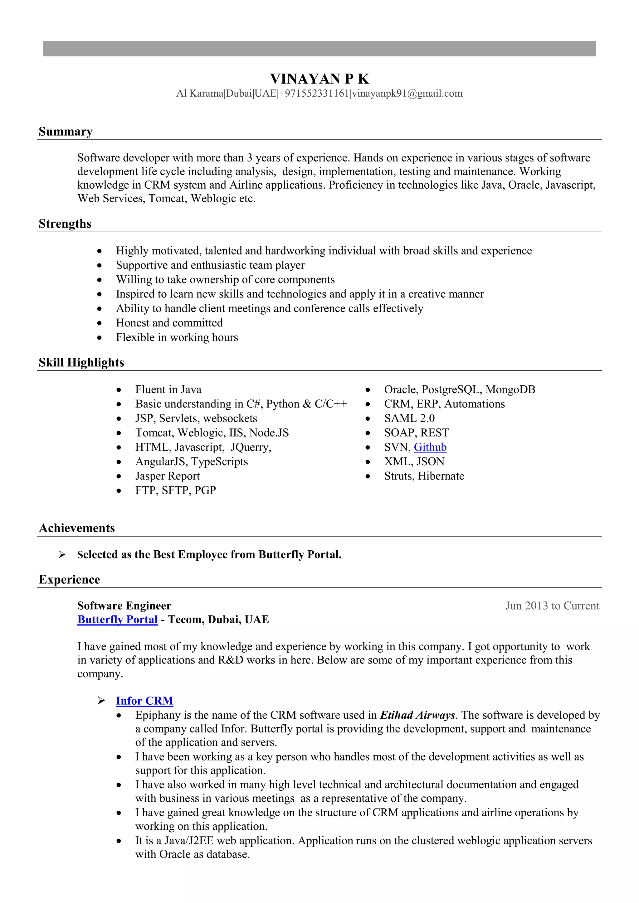 VINAYAN_Resume | PDF