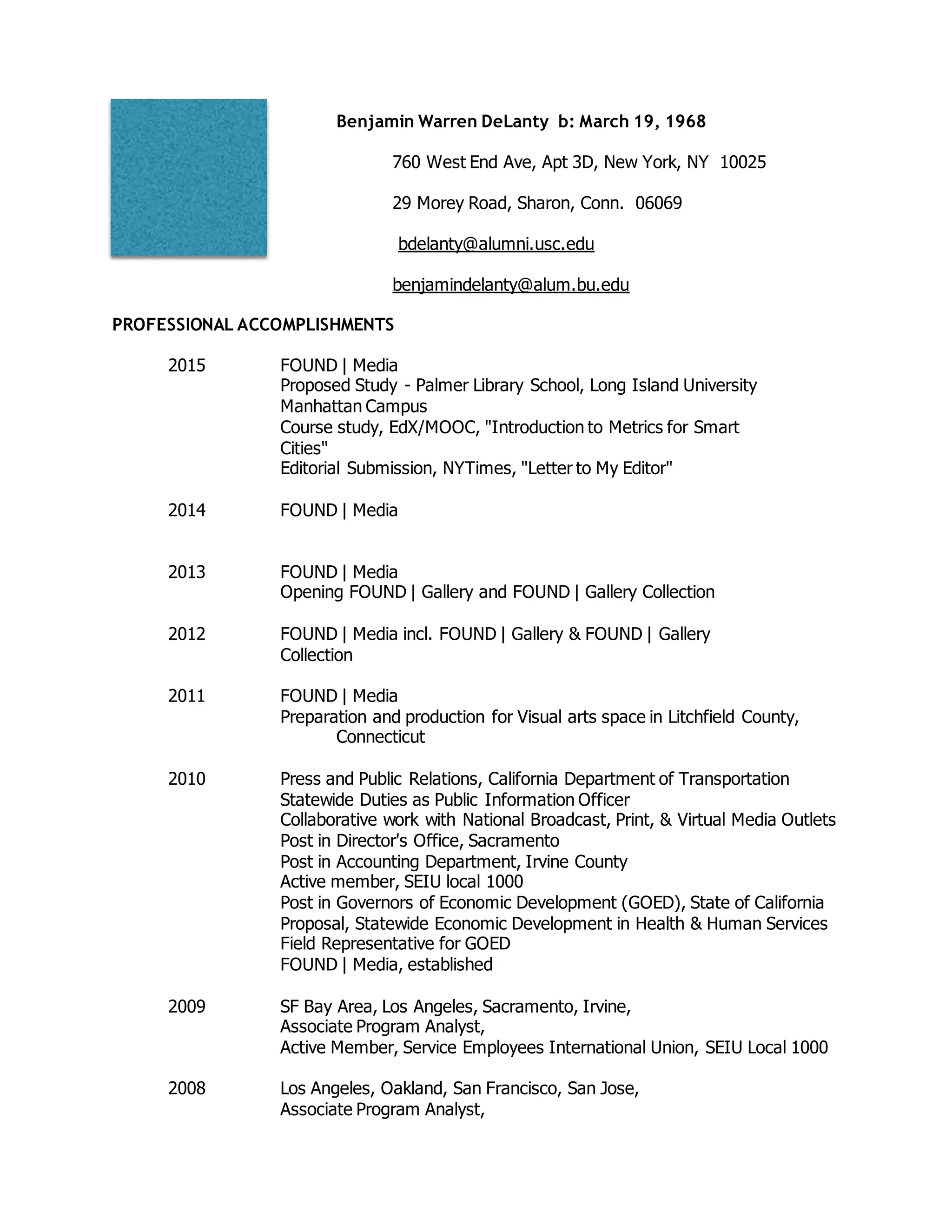 Benjamin DeLanty, MSW Curriculum Vitae | PDF