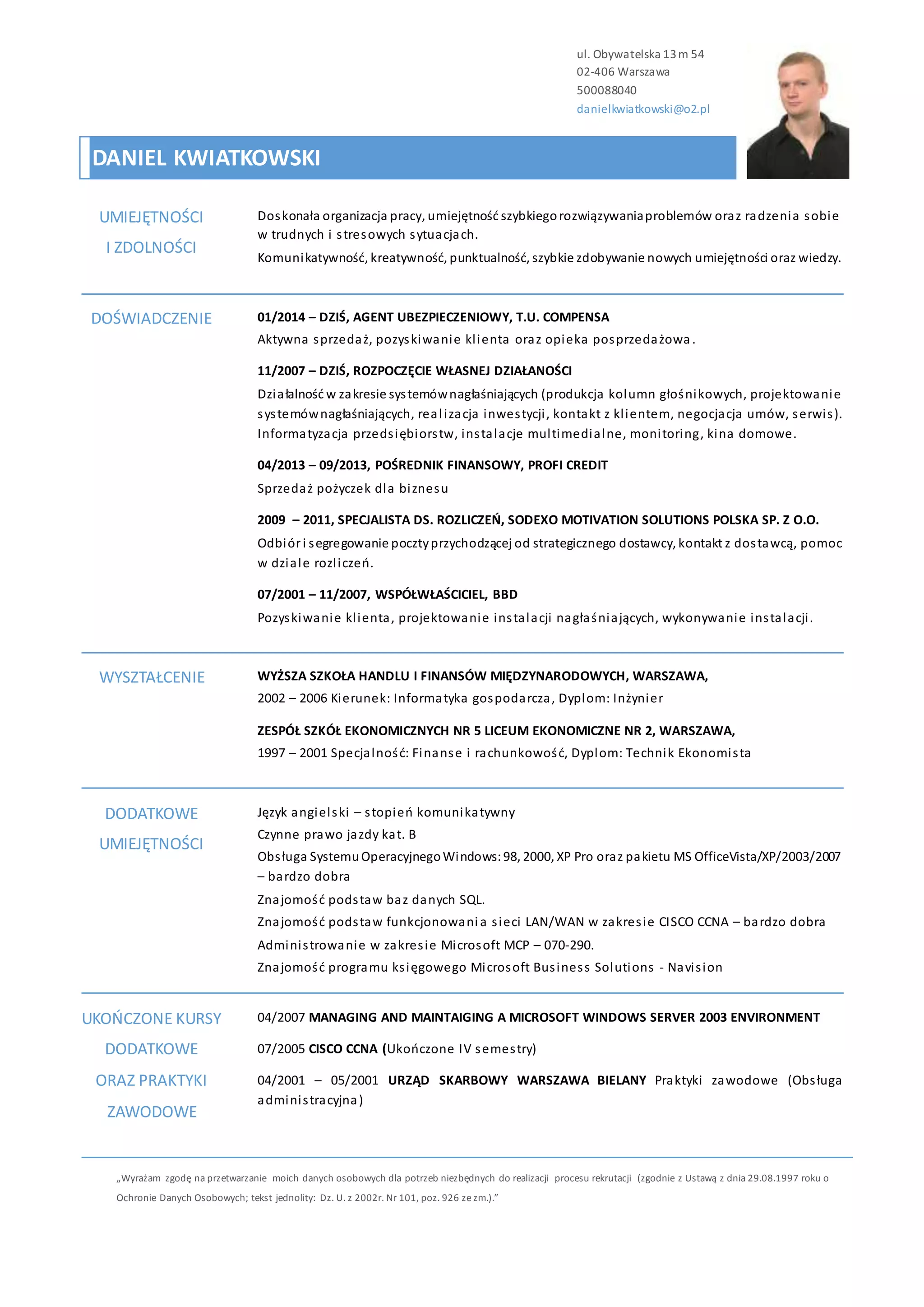 Daniel Kwiatkowski CV | DOCX