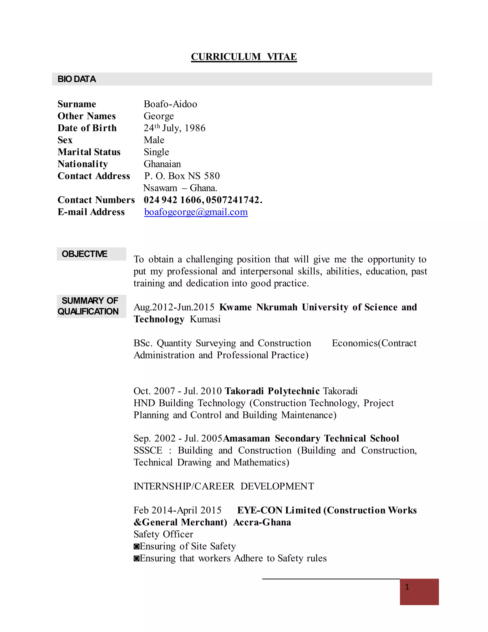 george latest CV | PDF