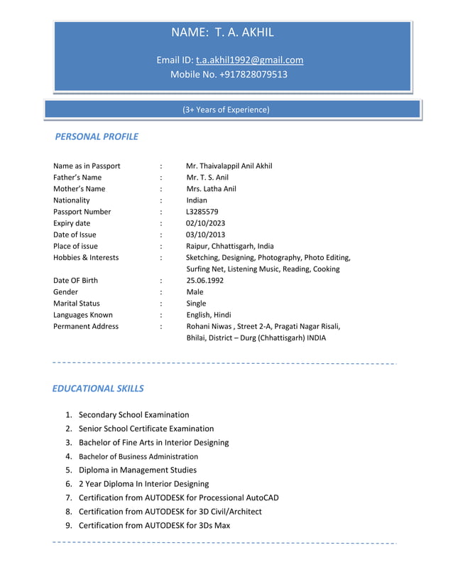 T. A. Akhil Resume | PDF