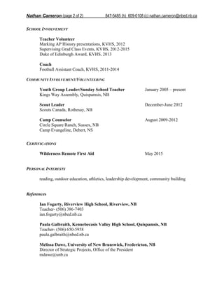 Nathan Cameron Resume | PDF