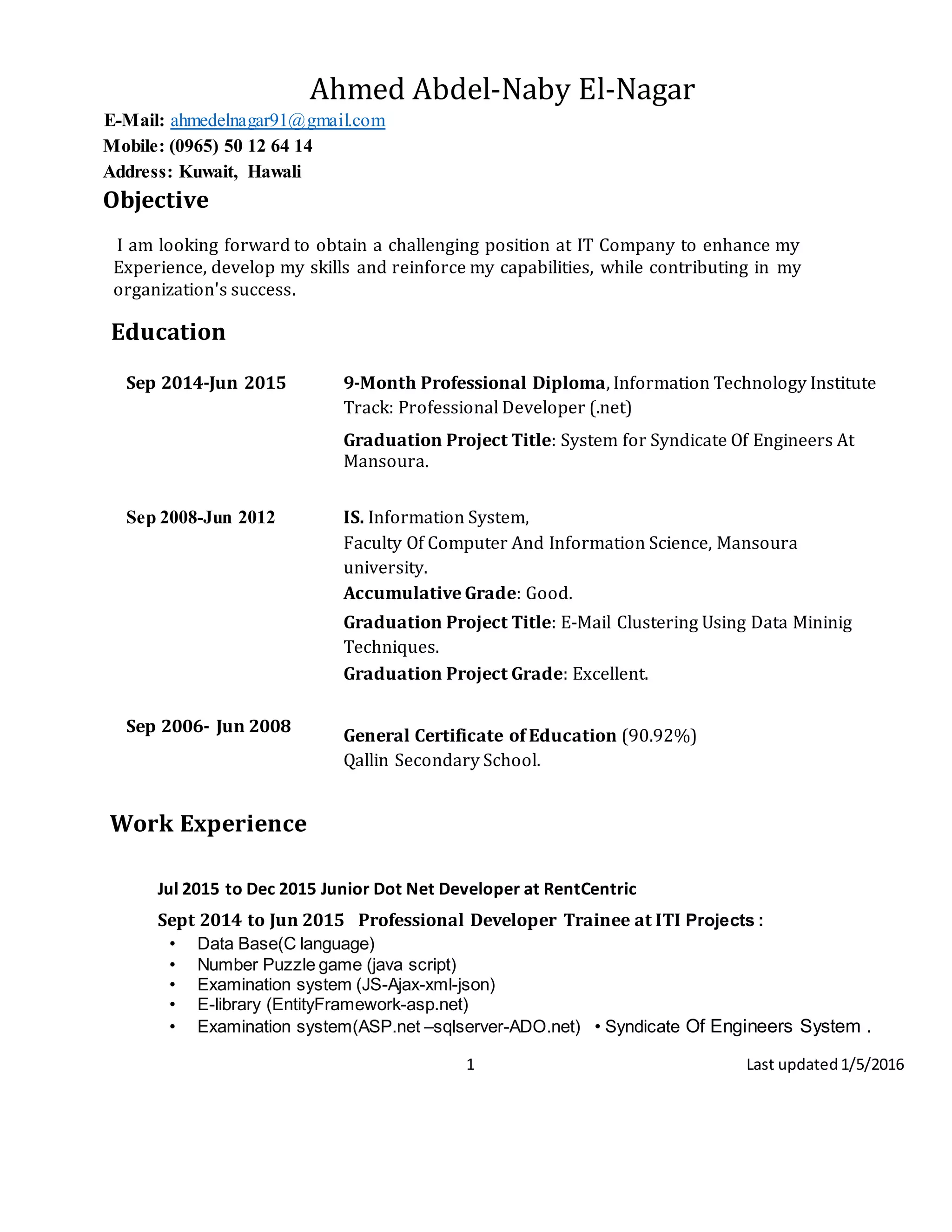 Ahmed Elnagar CV | DOCX