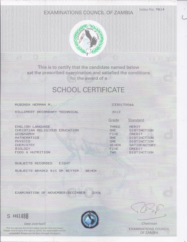 GCE certificate