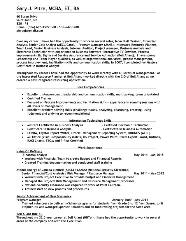 Functional Resume for Gary J Pitre -3 | PDF
