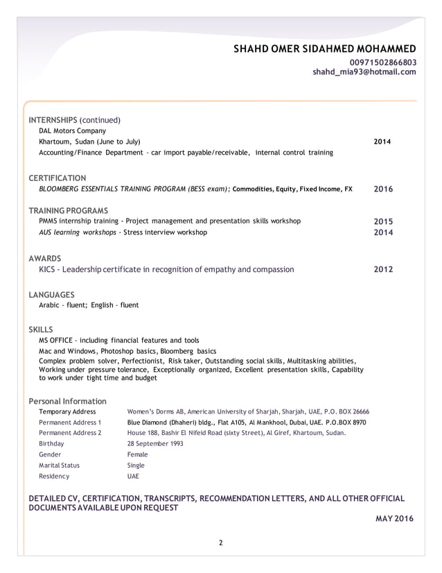 Resume May 2016 | DOCX