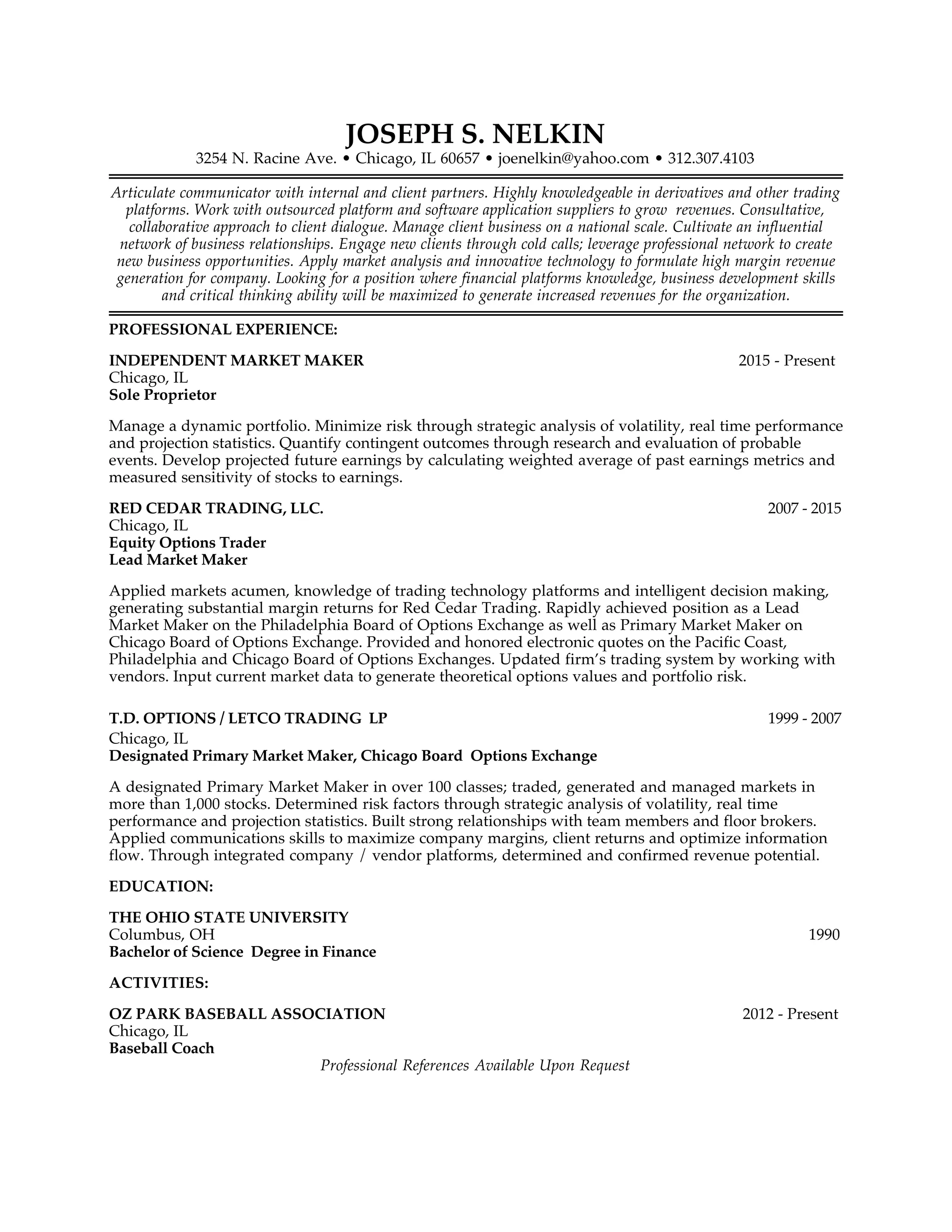 Joe Nelkin Resume 2-24-16 | PDF