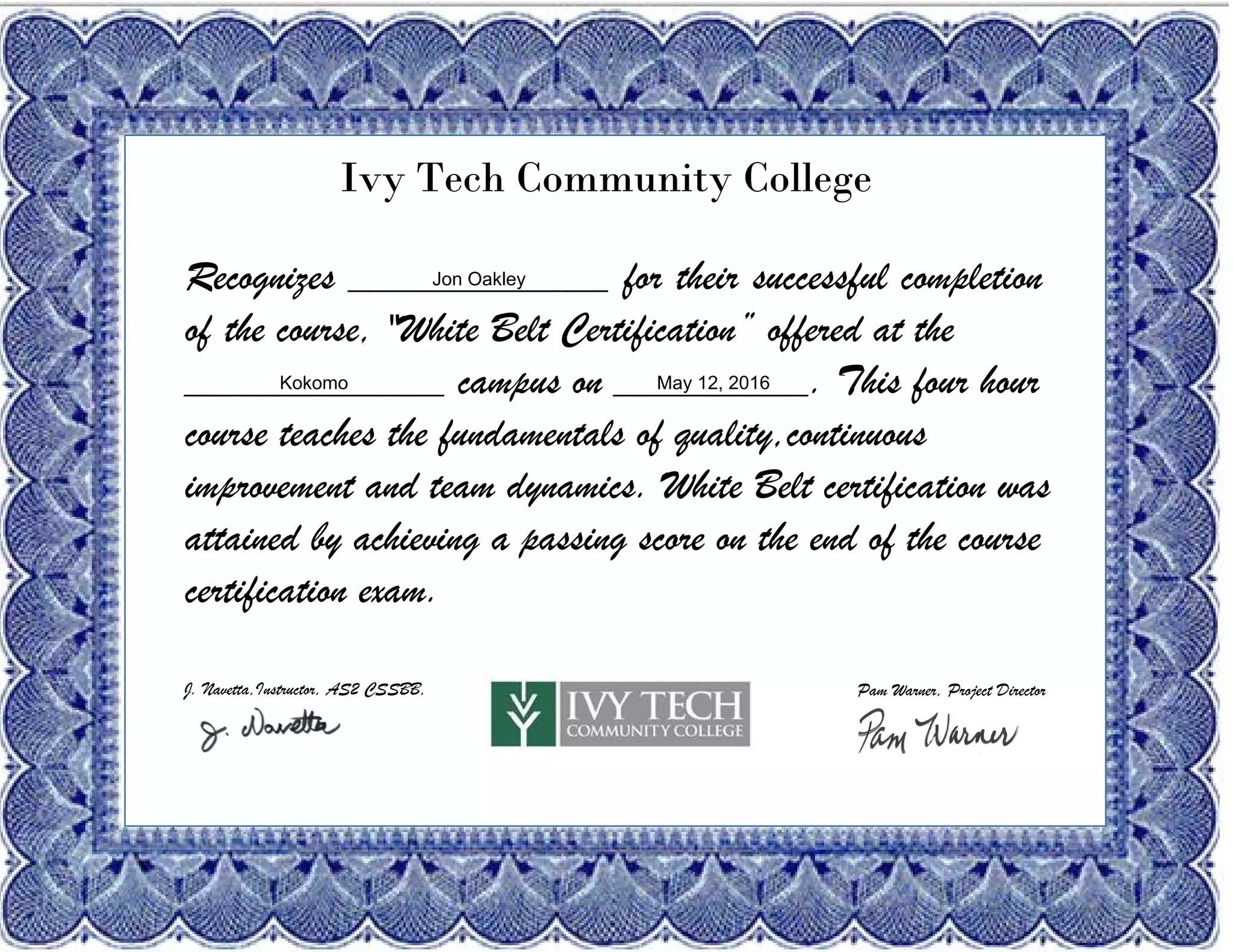 White Belt Certificate | PPT