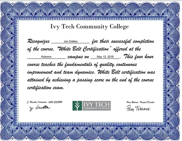 White Belt Certificate | PPT