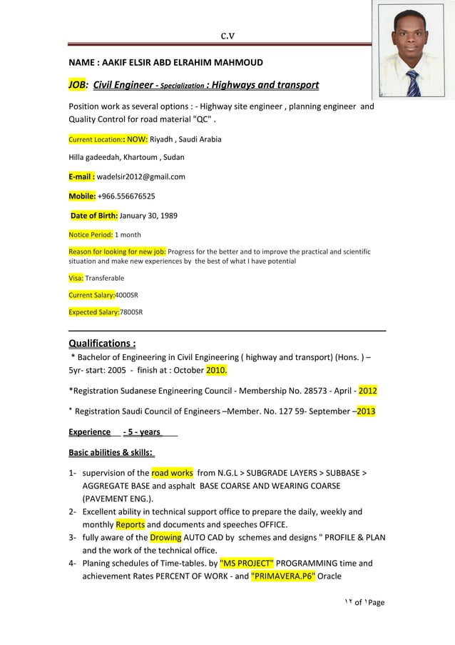 CV CIVIL | PDF | Civil Engineering Industry | Industries