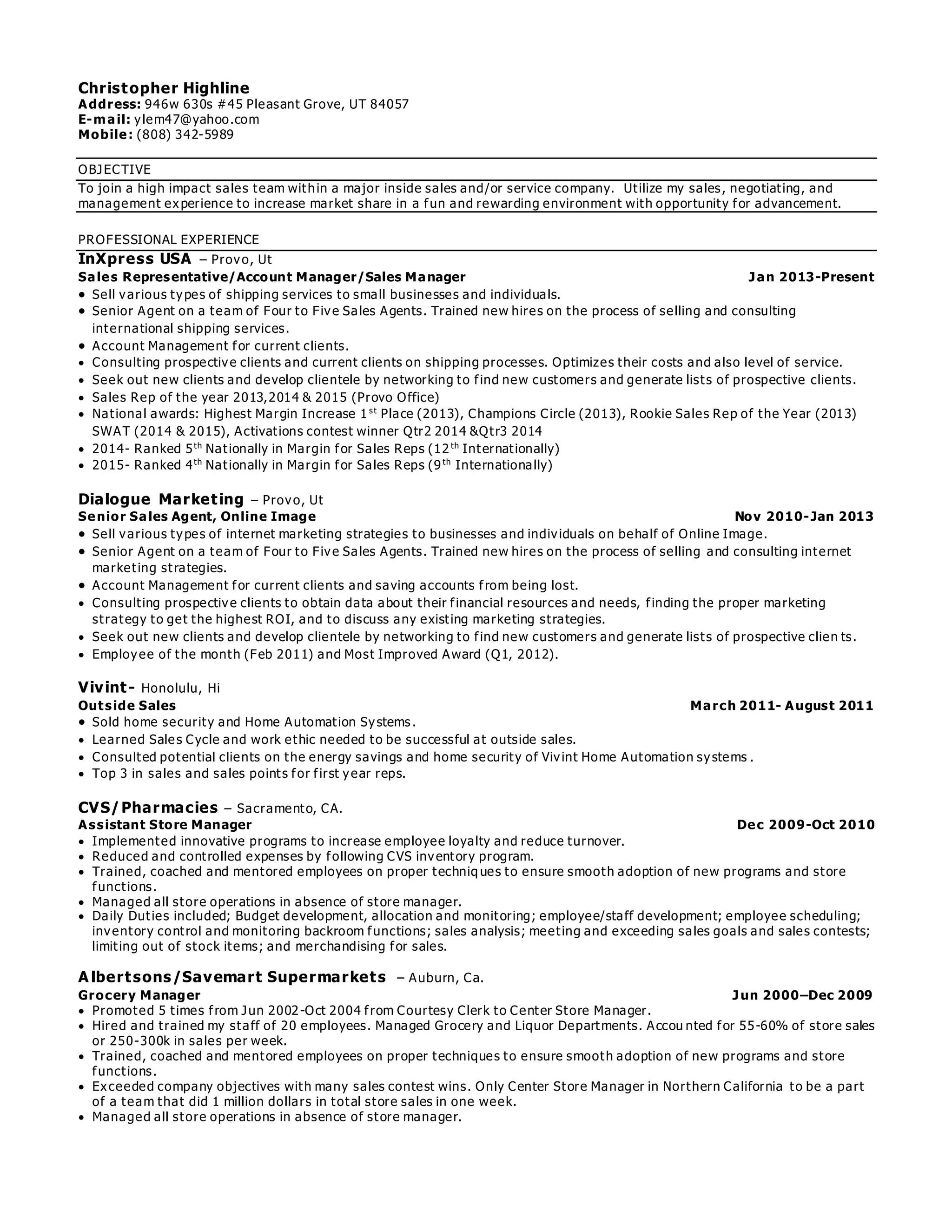 Christopher Resume March 2016 | DOCX